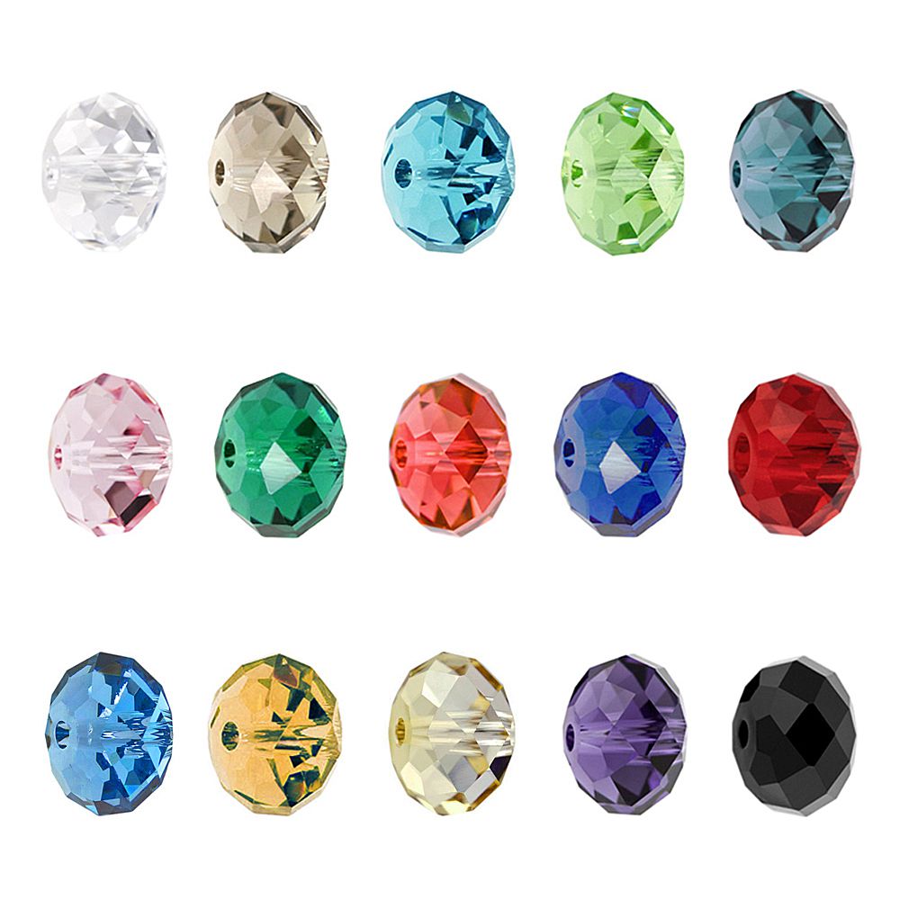 Beadnova 6mm Briolette Glass Beads Faceted Rondelle Crystal Beads