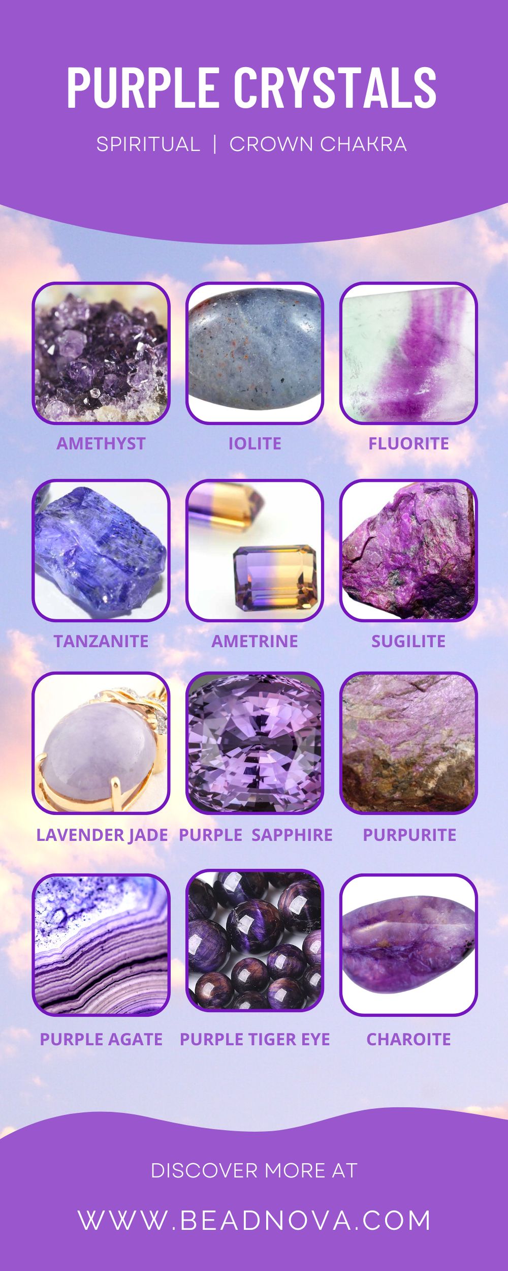 Purple Crystals List Names Meaning Healing And Uses Beadnova